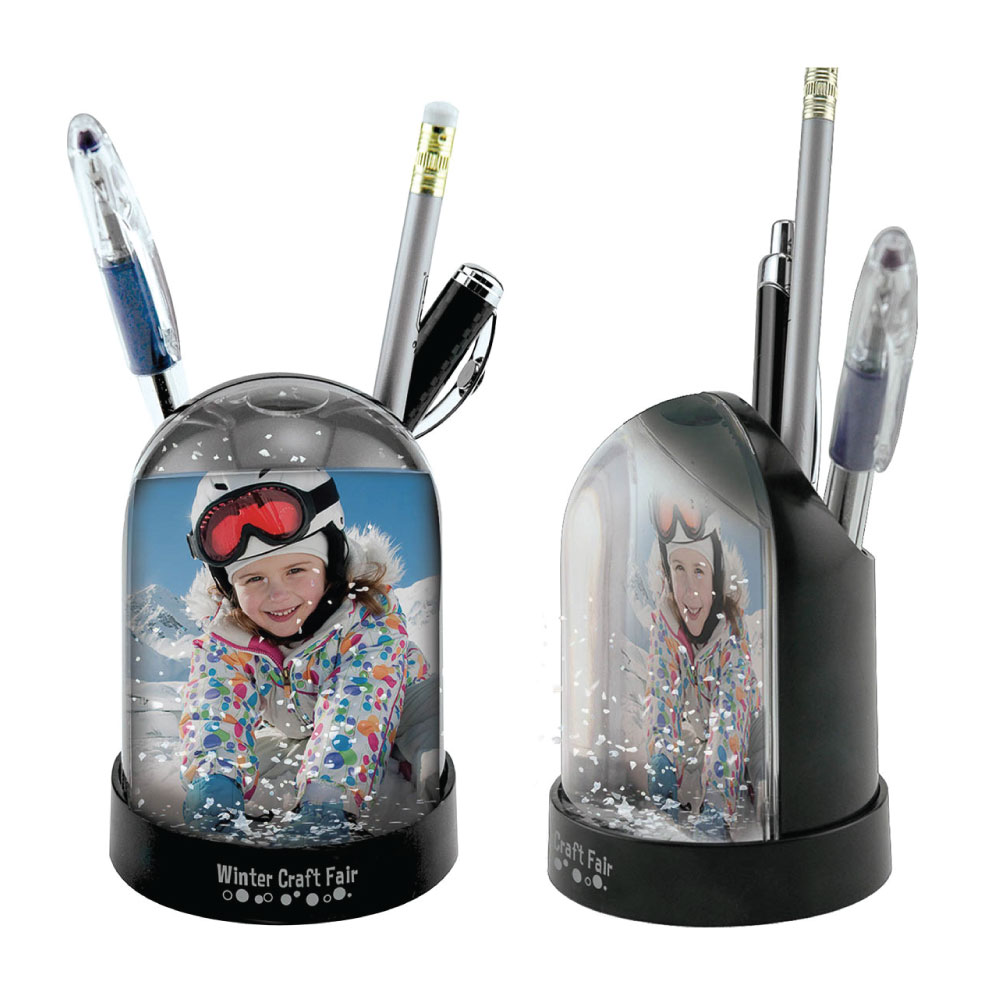 Custom Printed Snow Globe Photo Frame Pen Holder 2 x 2.875