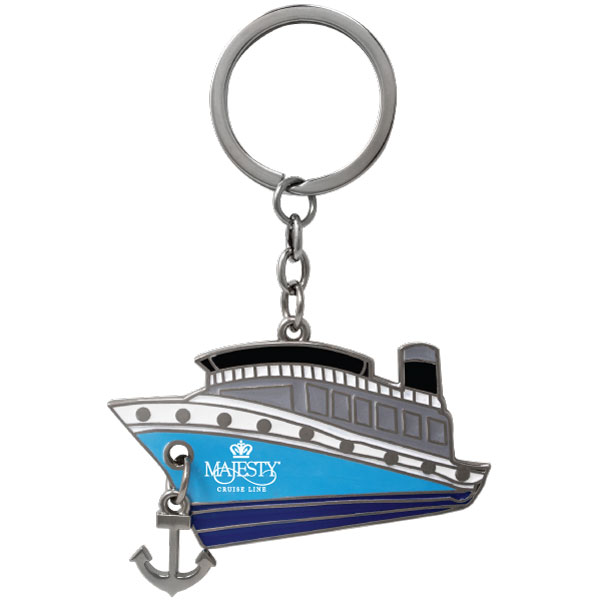 Custom Printed Cruise Ship with Anchor Keychain