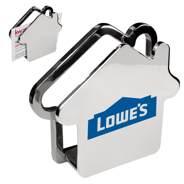 Custom Imprinted Metal House Shaped Memo/Card Holder