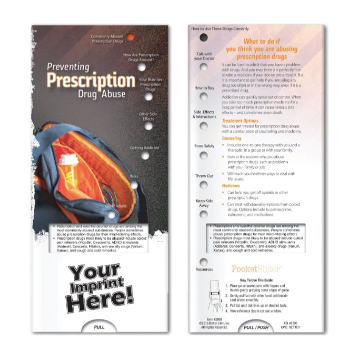 Custom Printed Preventing Prescription Drug Abuse Pocket Slider
