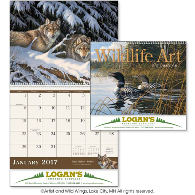 Wildlife Art Wall Calendarwith Logo