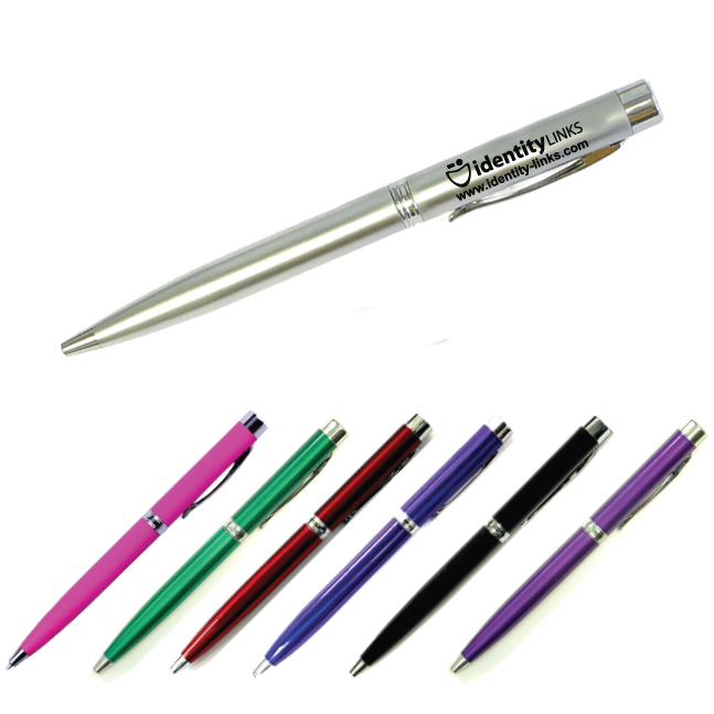 Custom Imprinted 3-in-1 Twist Action Metal Laser Pointer Pen