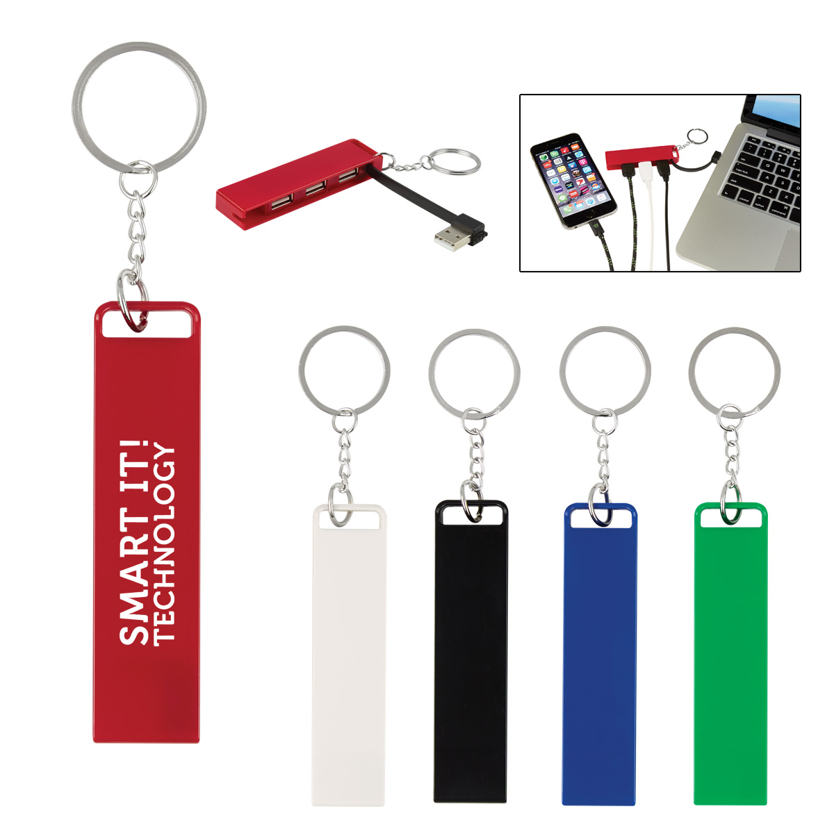 Custom Imprinted 3 port USB Smart Keychain