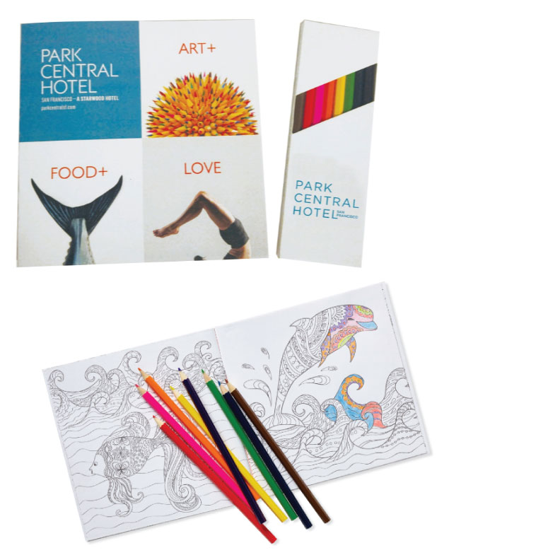 Promotional Adult Coloring Book And 8-Color Pencil Set