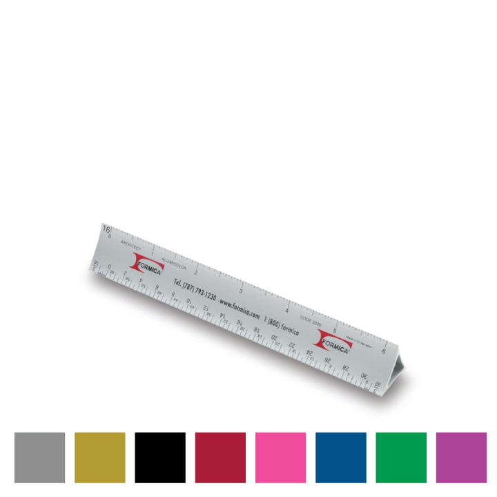 Custom Printed 6 inch Alumicolor Architect Triangular Hollow Scale Ruler