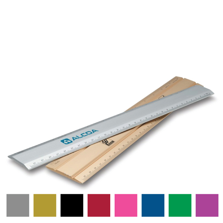 Custom Printed 12 inch Alumicolor Aluminum Desk Ruler