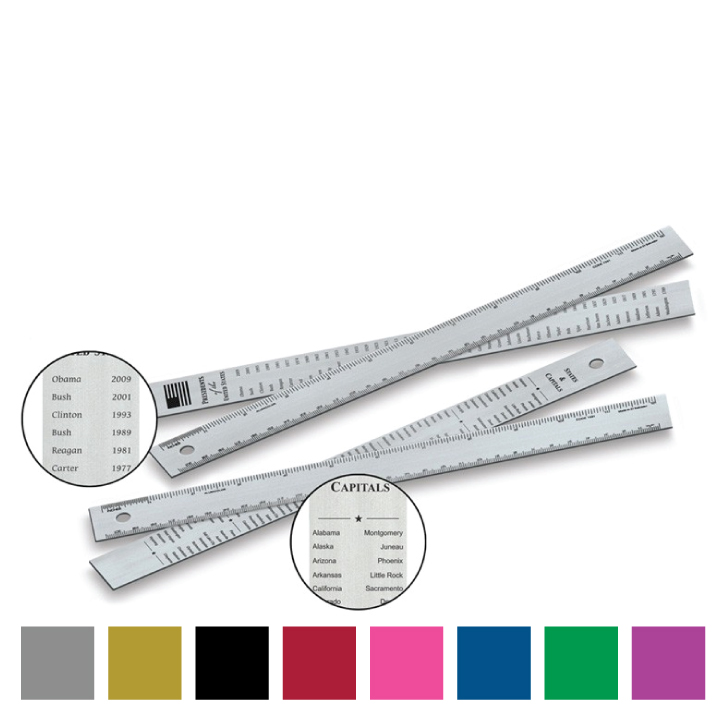 Custom Printed 12 inch Alumicolor US Presidents Aluminum Ruler