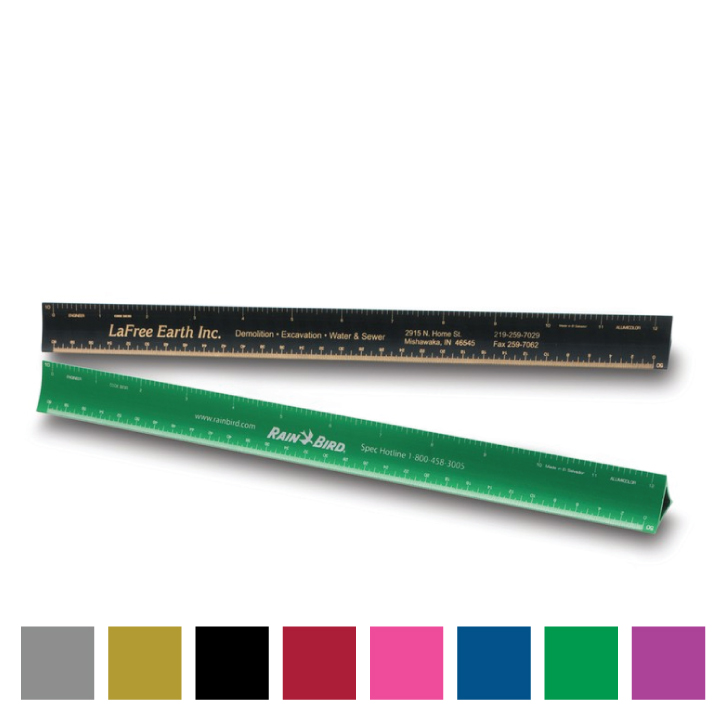 Custom Printed 12 inch Alumicolor Engineer Triangular Hollow Scale