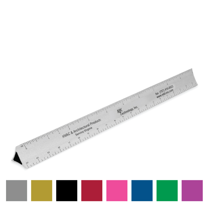 Custom Printed 12 inch Alumicolor L2R Architect Triangular Hollow Scale ...