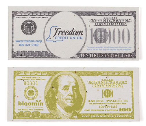 Custom Imprinted Seed Paper Dollar Bill