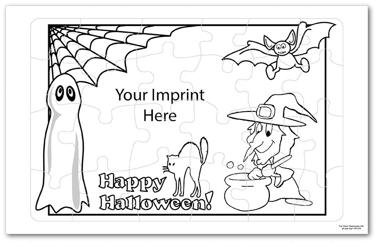 Custom Printed Spooky Halloween Coloring Tray Puzzle