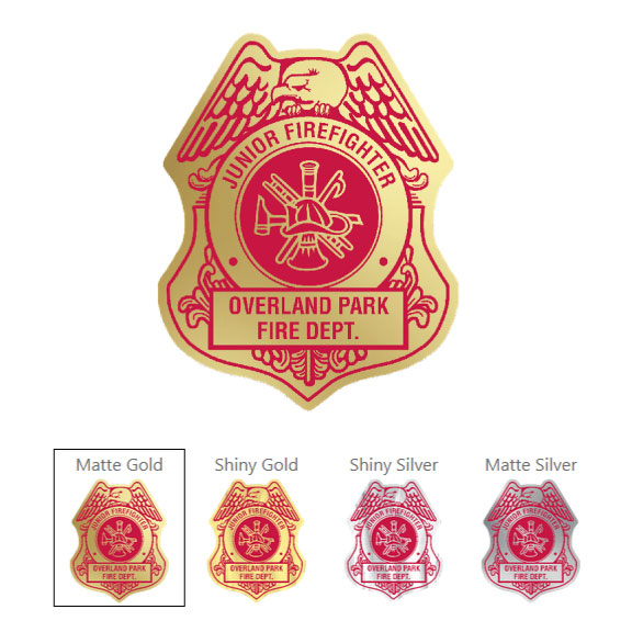 Promotional Firefighter Badge Sticker on Roll
