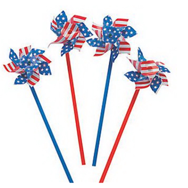 Custom Imprinted 4" Patriotic Stars and Stripes Pinwheel