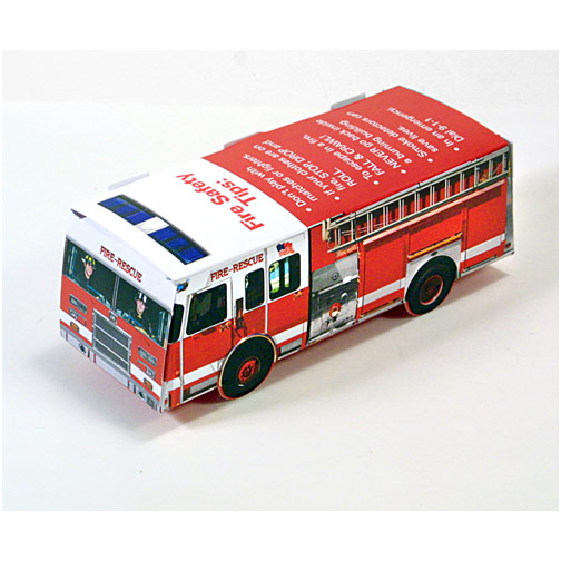 Custom Printed Foldable Die-Cut Fire Truck Full Color