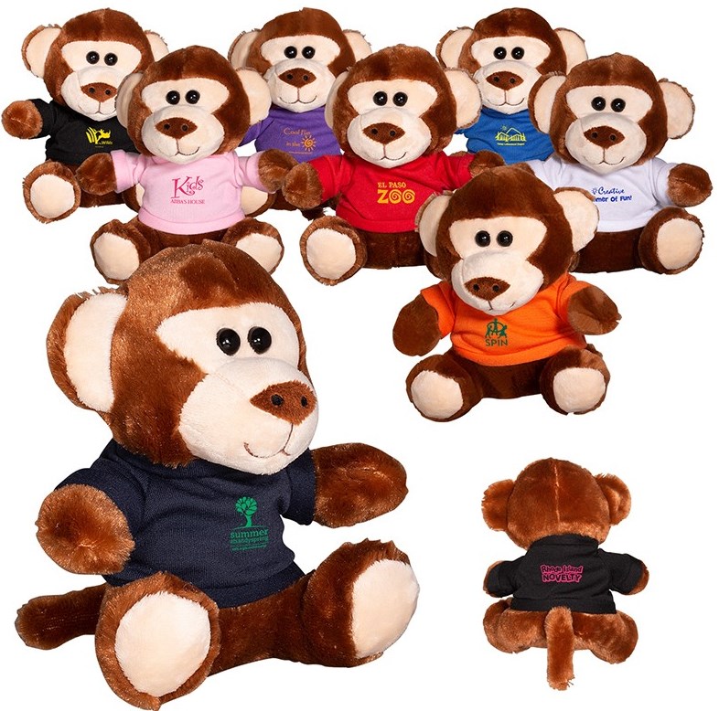 Custom Imprinted 7" Plush Stuffed Monkey with T-Shirt