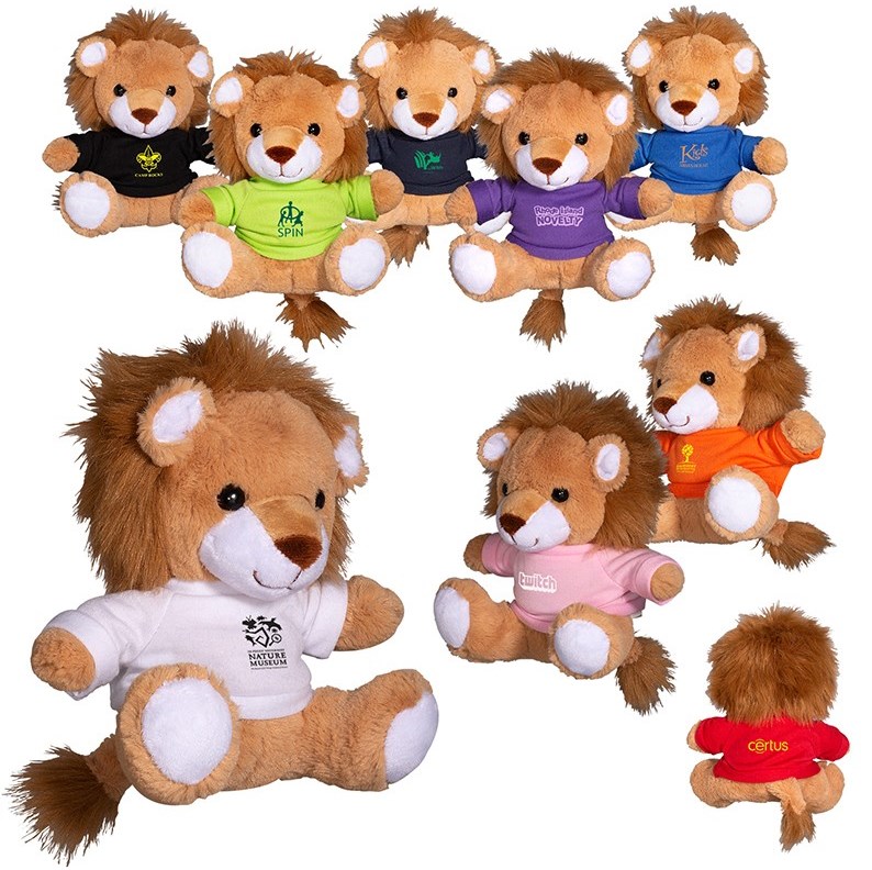 Custom Imprinted 7" Plush Stuffed Lion with T-Shirt