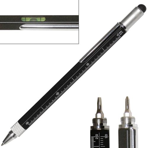 Custom Imprinted Aluminum Ruler Pen with Level, Screwdriver & Stylus