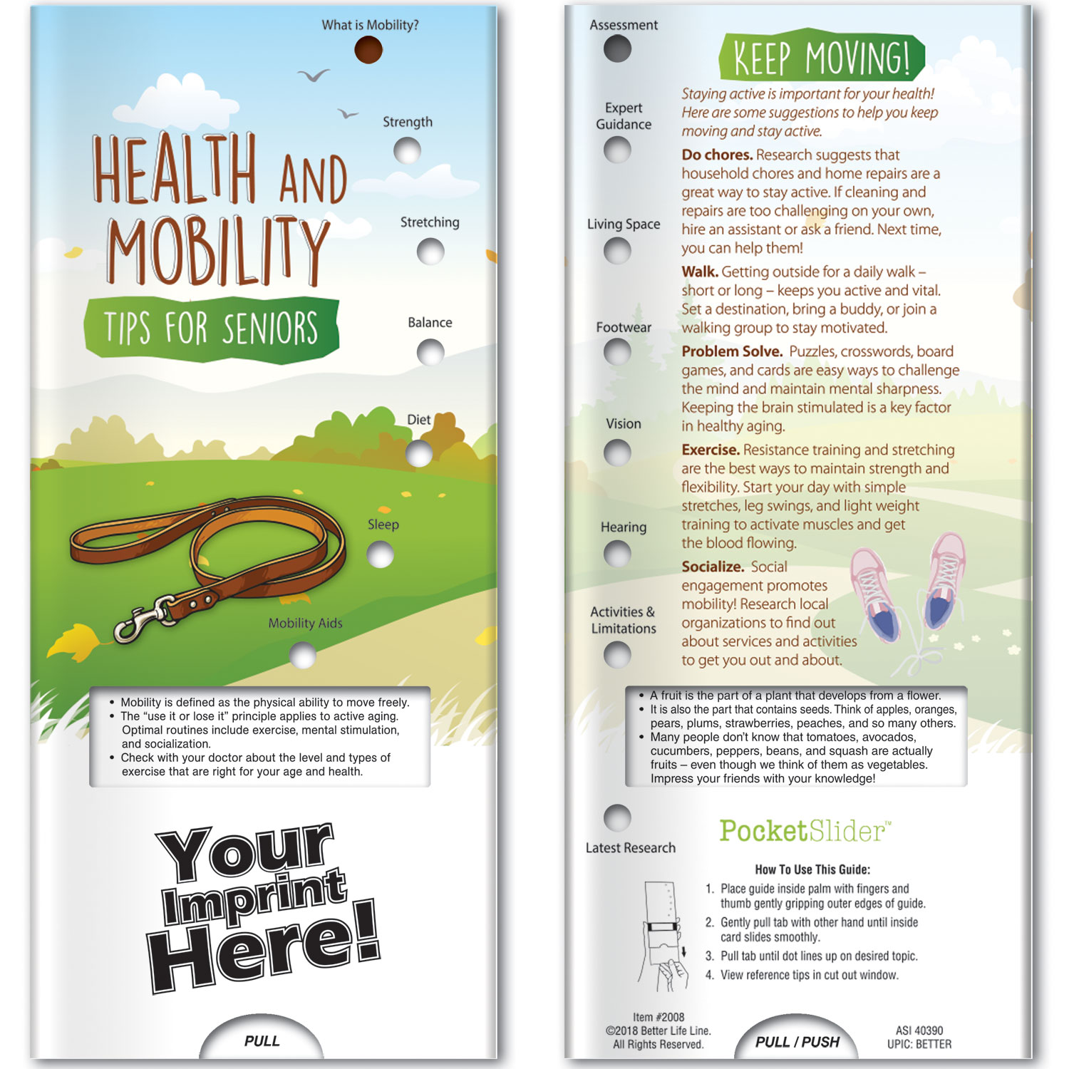Custom Imprinted Health & Mobility - Tips for Seniors Pocket Slider