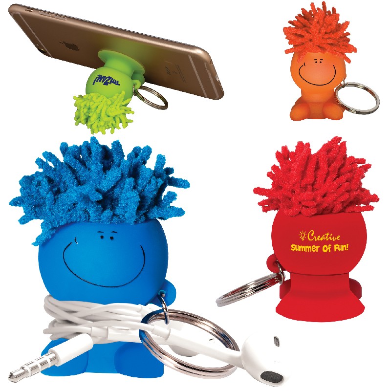 Custom Imprinted MopToppers Mobile Stand Cord Winder Key Chain