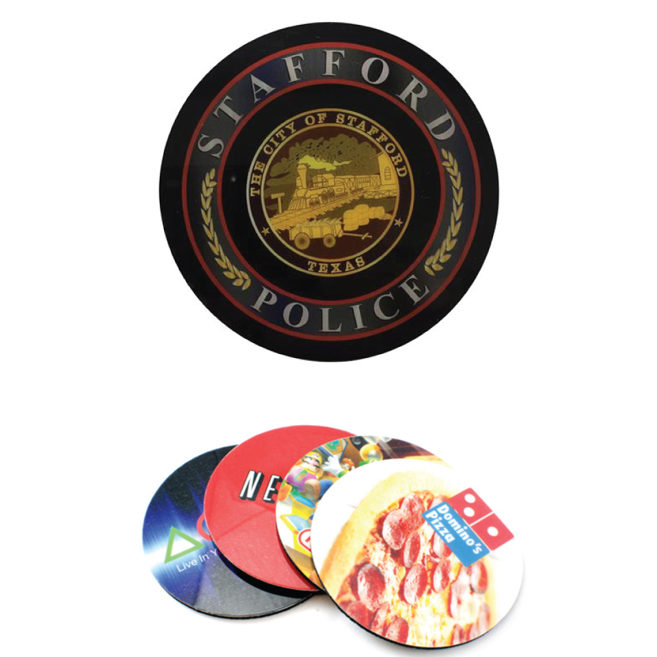 Custom Imprinted Circle Shaped Full Color Rubber Coasters