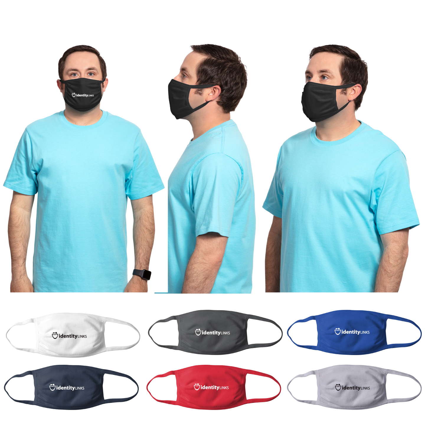 100% Cotton Knit Face Masks PRINTEDwith Logo