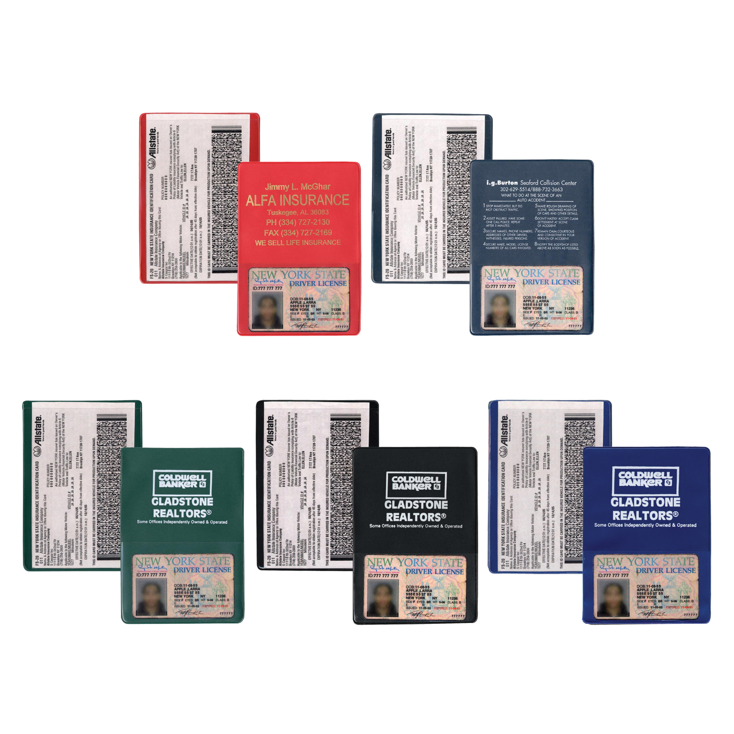 Promotional Auto Insurance ID Card Extra Pockets