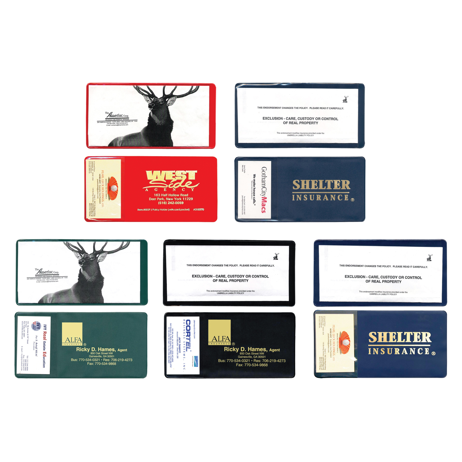 Custom Printed Insurance Policy Holder W/ Card Holder