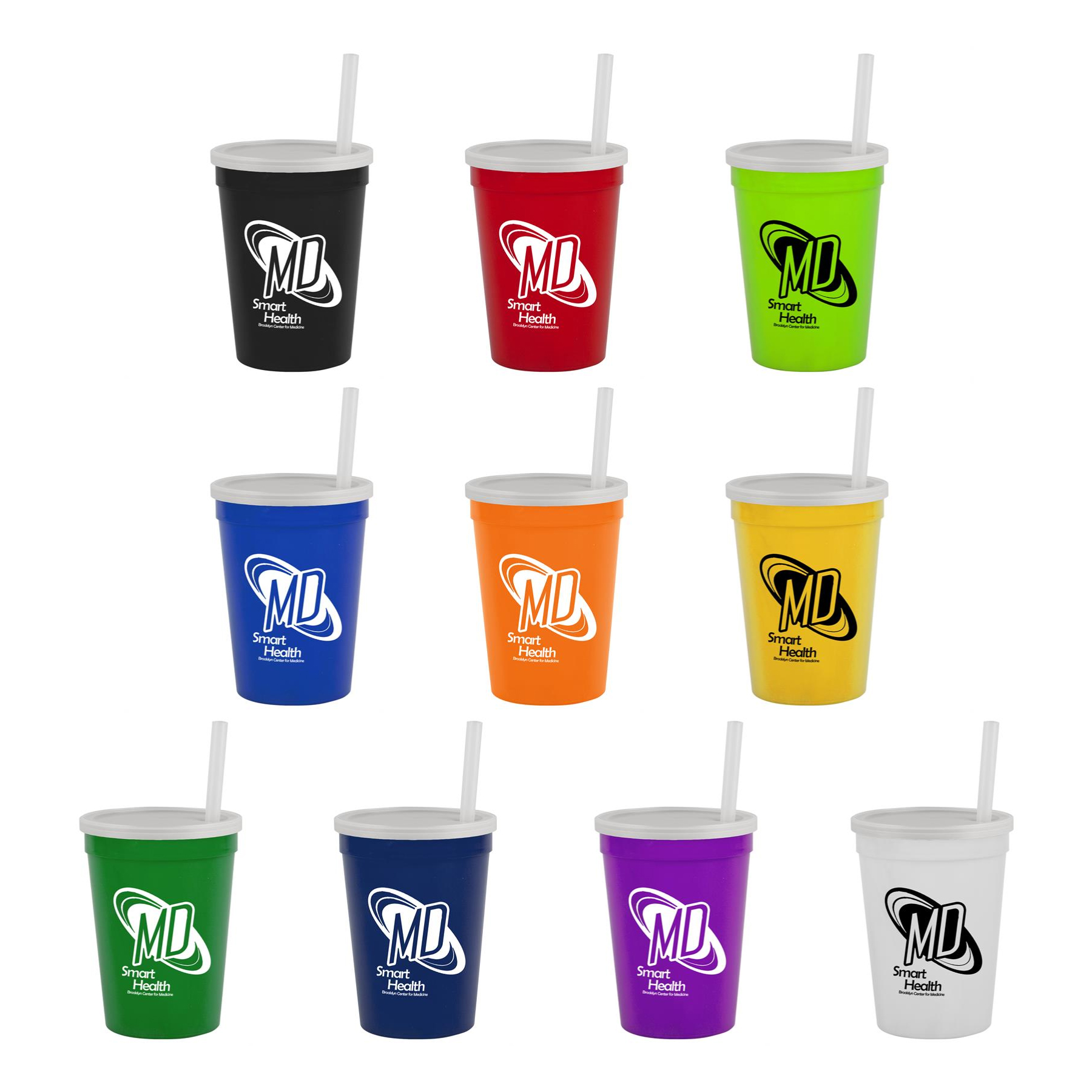Custom Printed 12 oz. Stadium Cup with Straw & Lid