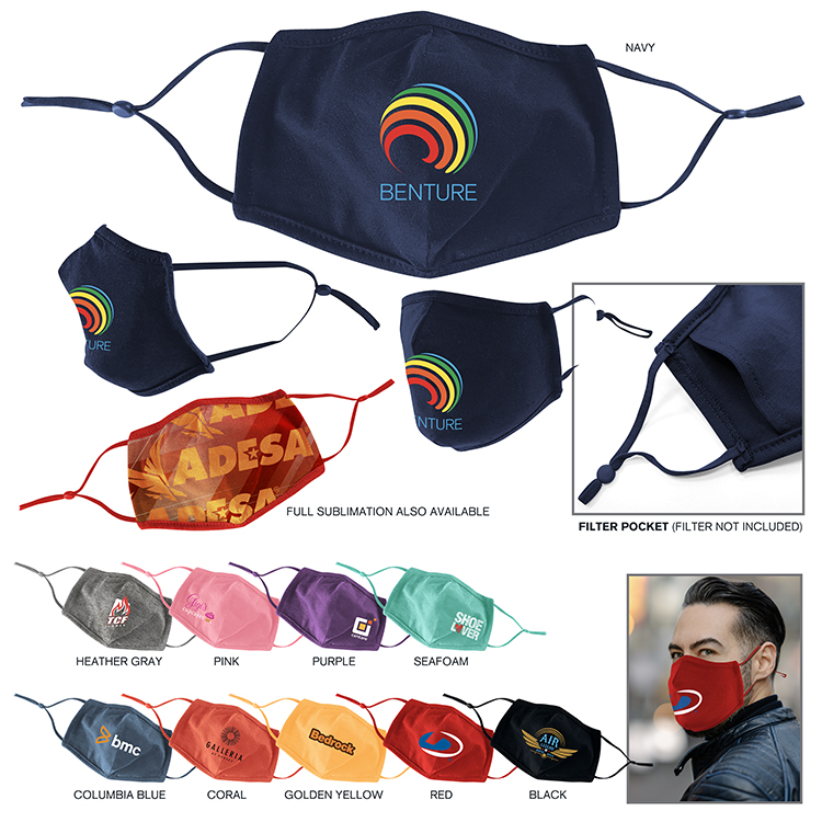 Imprinted Contoured Protective Face Mask 100% Cotton