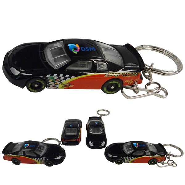 Custom Printed Nascar Die Cast Keychain With Side Racing Graphics
