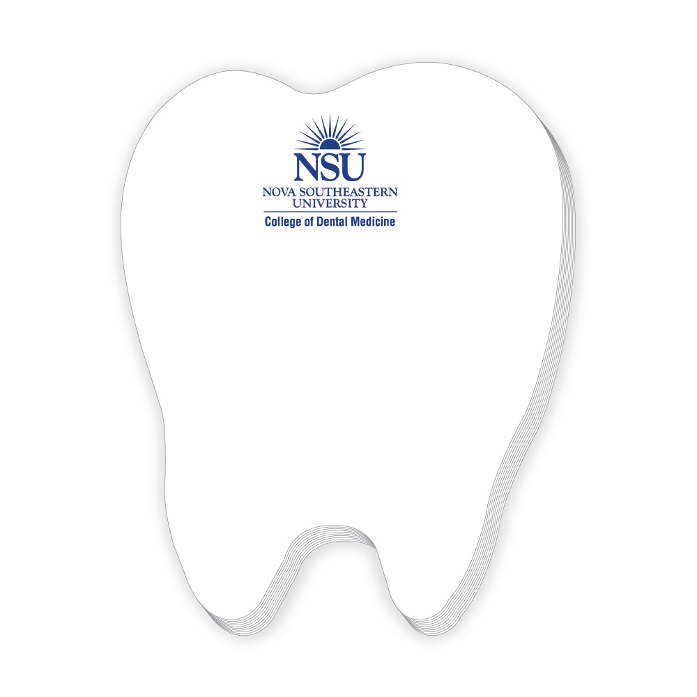 Custom Printed 25 Sheet Tooth Shaped Sticky Note (4x4)