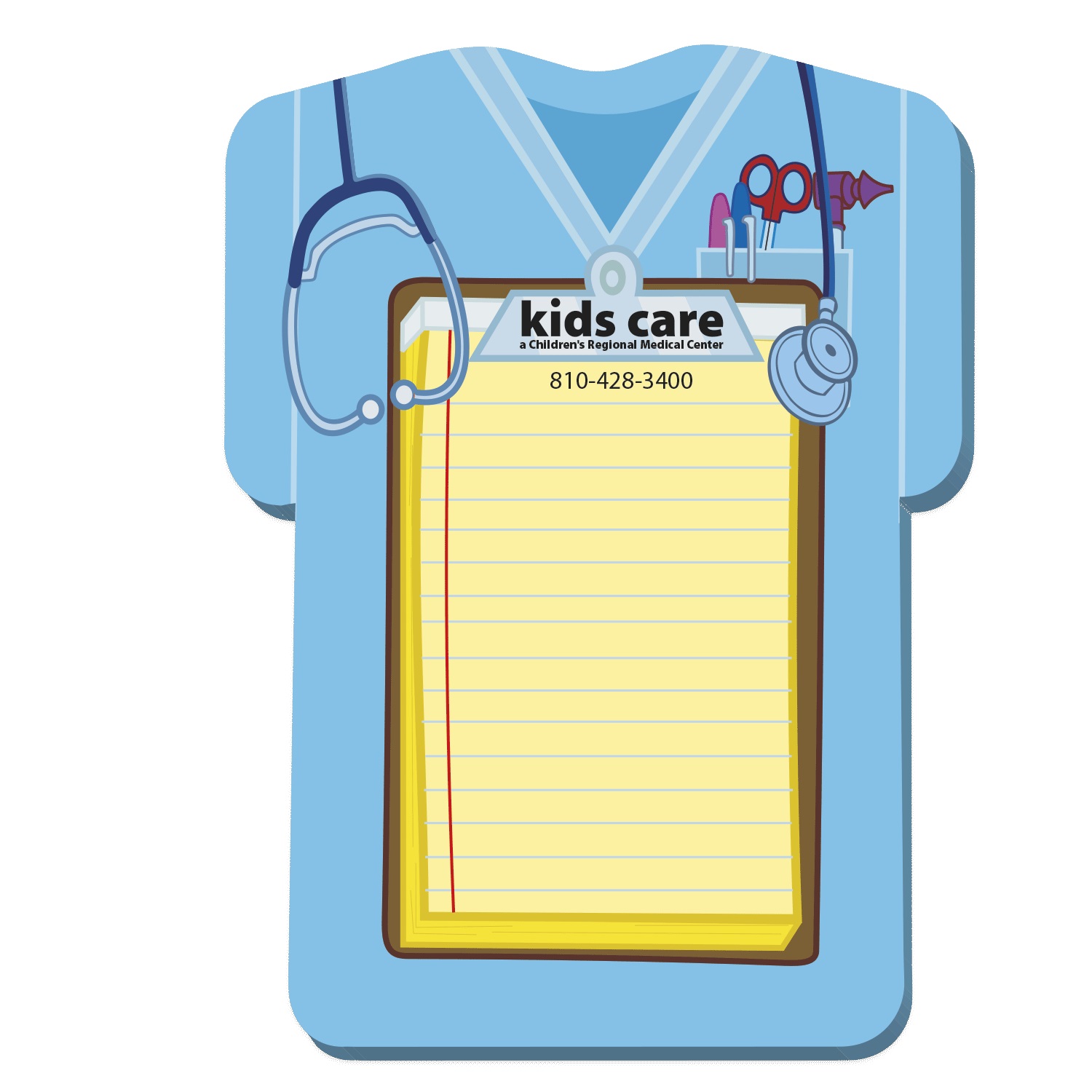 Custom Printed 25 Sheet Medical Scrubs Shaped Sticky Note