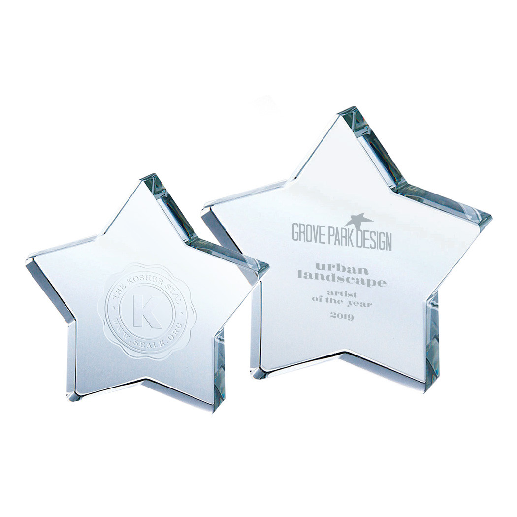 Custom Printed Crystal Star Paperweight