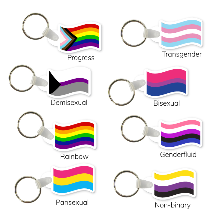 Custom Printed Pride Flag Keytags with Logo
