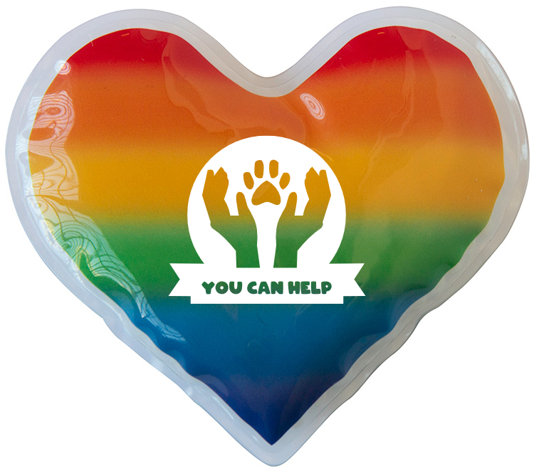 Custom Printed Rainbow Heart Gel Bead Hot/Cold Pack