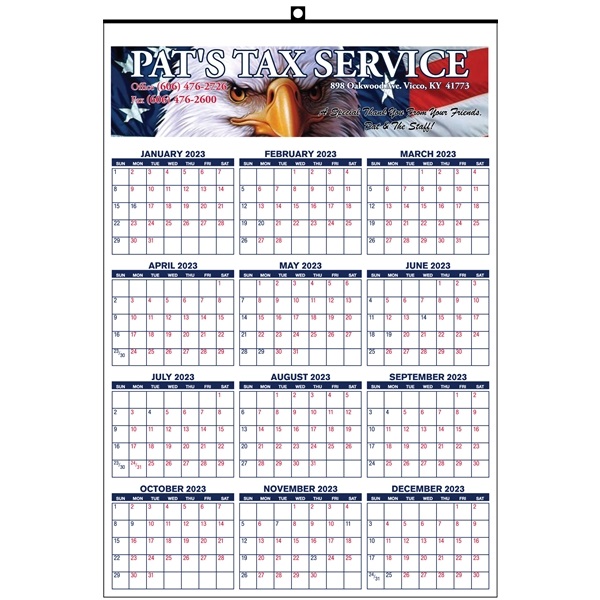 Custom Printed Year On A Page Wall Calendar