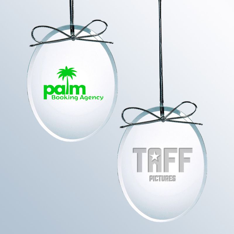 Custom Printed Starfire Glass Oval Ornament