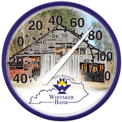 Promotional 12.75" Circular Indoor and Outdoor Thermometer