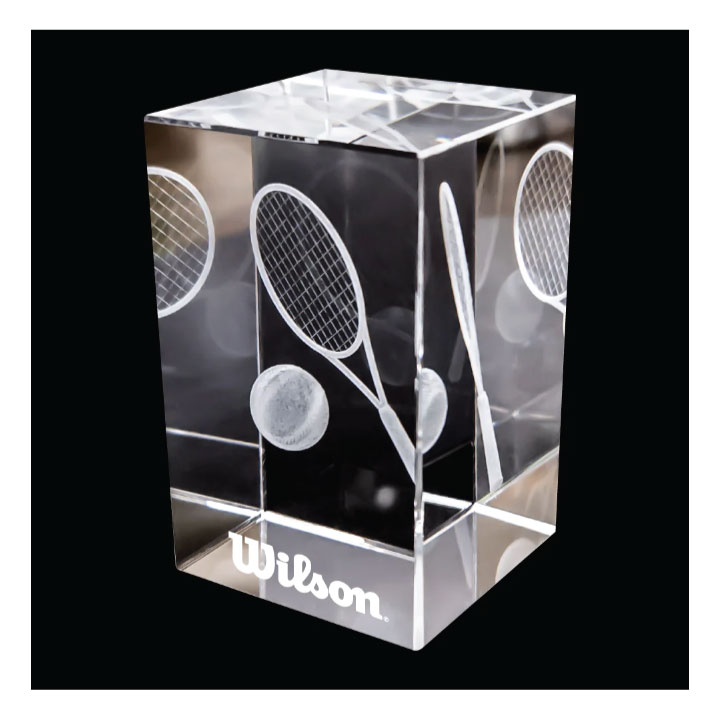 Custom Printed 3D Crystal Tennis Graphic Block