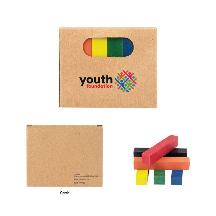Custom Printed 6 Piece Rectangle Shaped Crayon Set