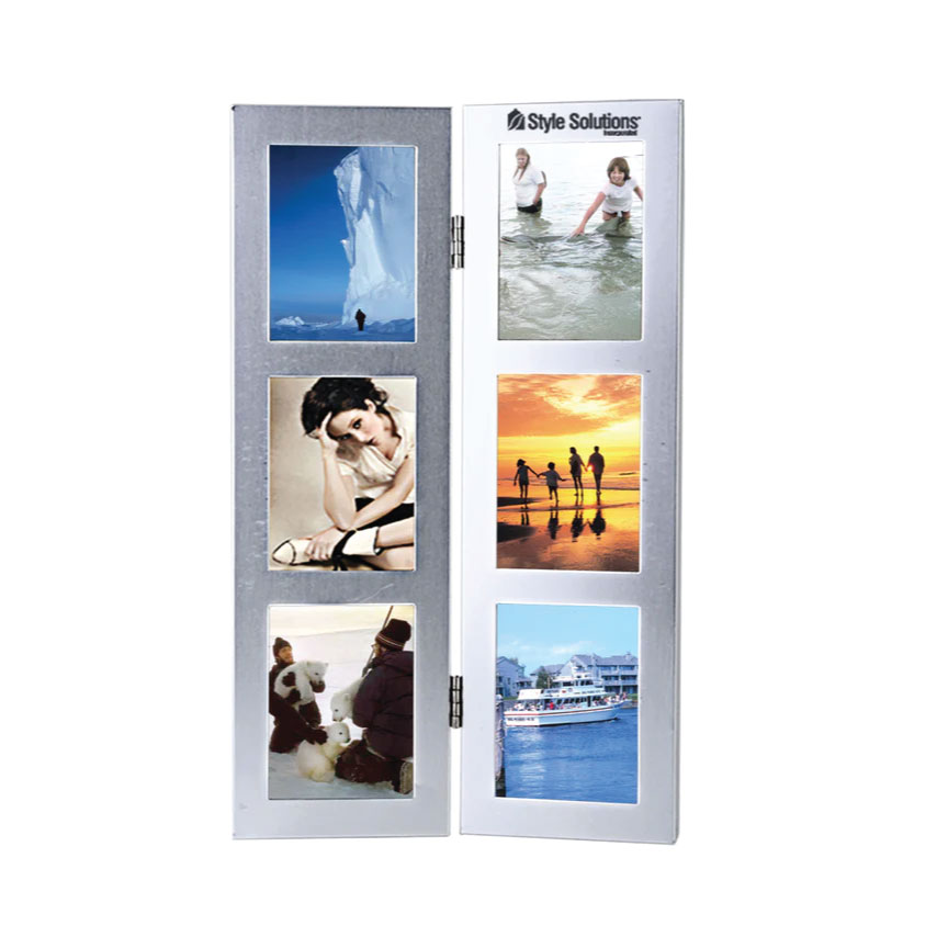 Imprinted Bi-Fold 6 Photo Metal Frame
