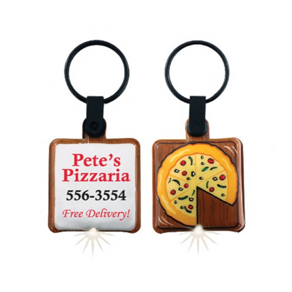 Custom Printed Pizza Shaped Soft Touch Key Tag Light