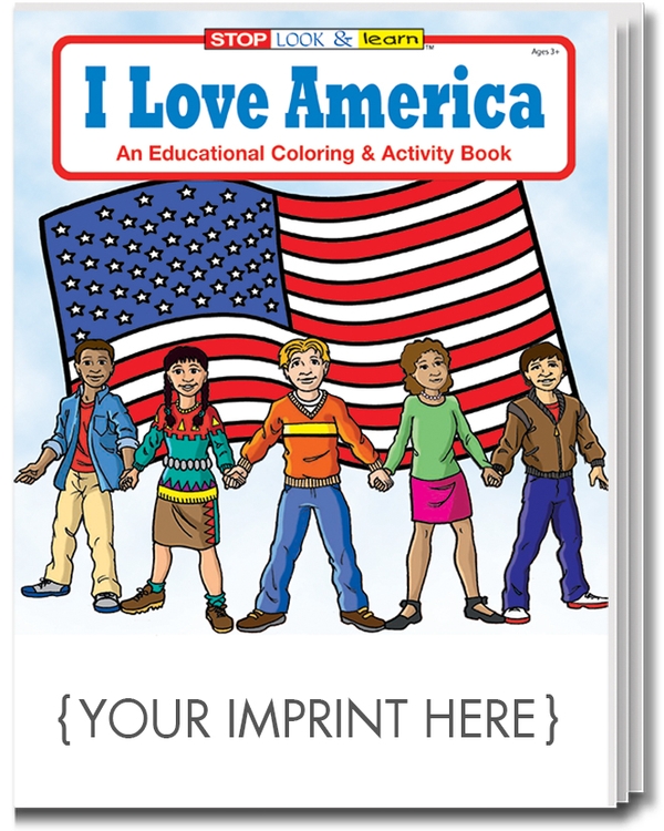 Custom Printed "I Love America" Coloring Book