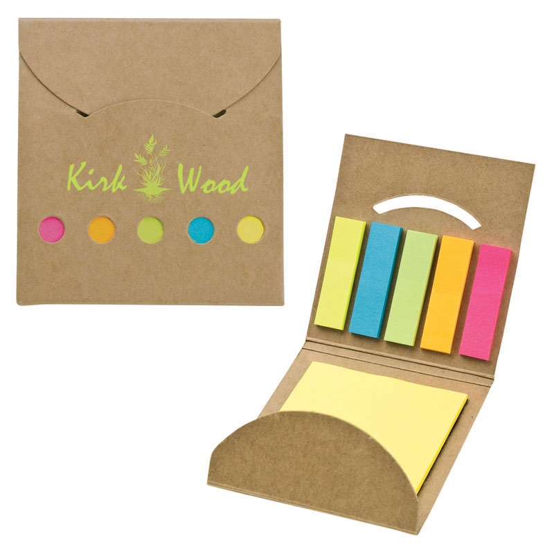 Custom Printed Sticky Note Recycled 5 Color Sticky Flag Set