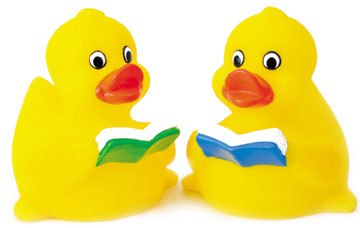 Custom Printed Reading Rubber Duck with Book