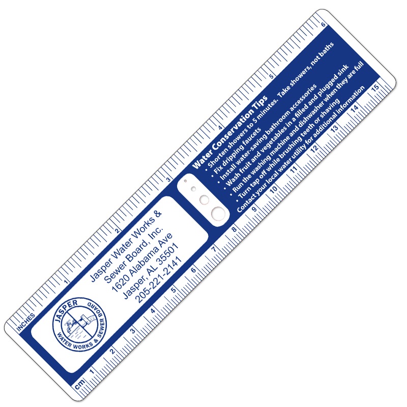 Promotional Water Conservation Ruler with Printed Drip Holes