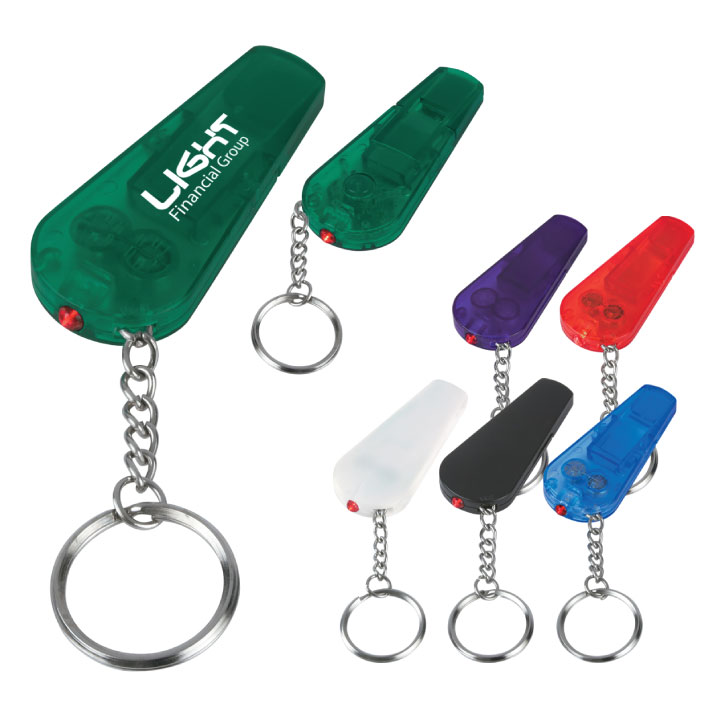 Custom Printed LED Light and Whistle Keychain