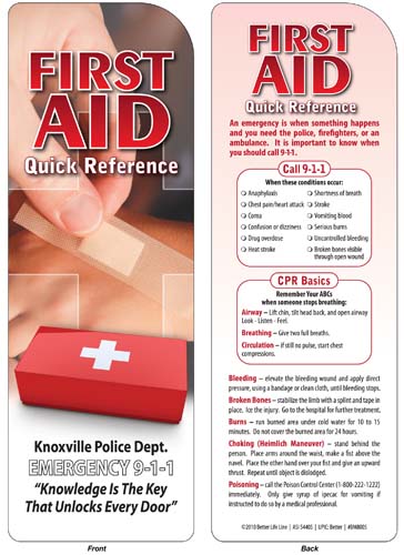 First Aid Quick Reference Bookmarkwith Logo