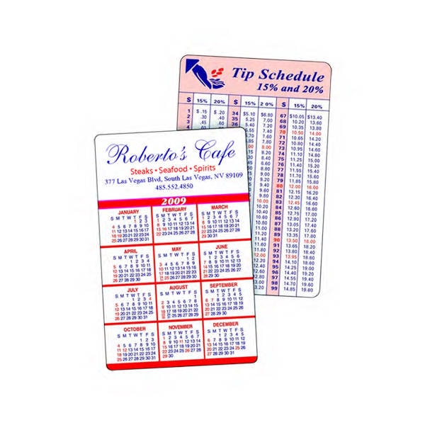 Promotional Laminated Wallet Card Information Back
