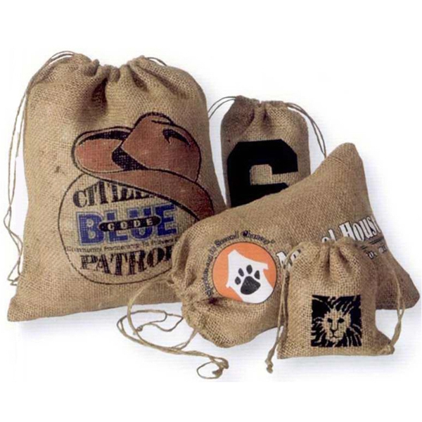 5" x 9" Low Cost Burlap Drawstring Bag